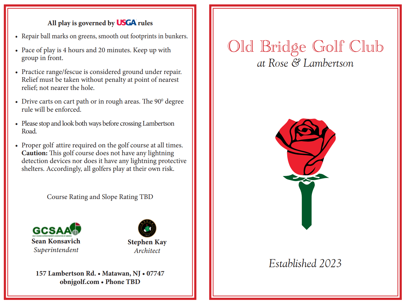 Scorecard - Old Bridge Golf Club